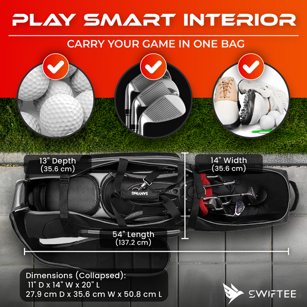 SWIFTEE Premium Golf Travel Bag with Hard Case Top & TSA Lock – 1680D ...